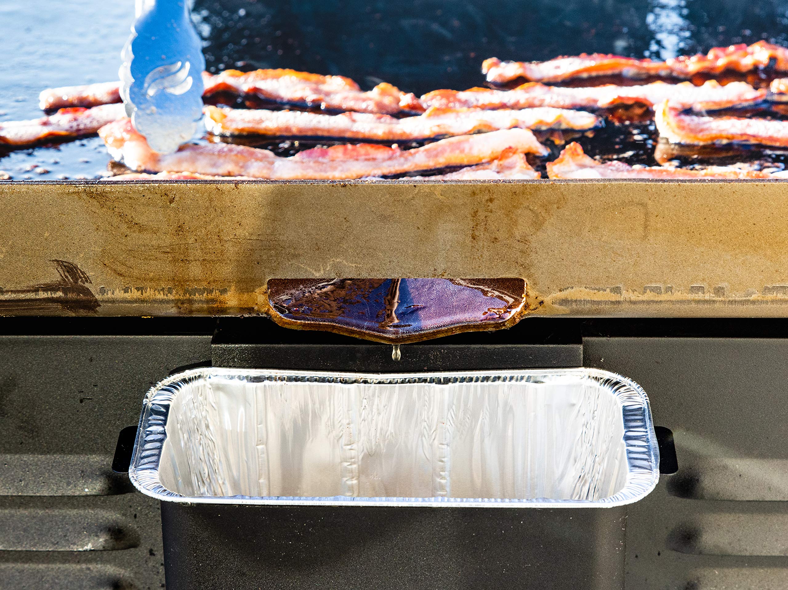 Blackstone 1883 Gas Hood & Side Shelves Heavy Duty Flat Top Griddle Grill Station 28 inch Black & 5017 Grease Cup Liners for Rear Grease Griddles - 10-Pack
