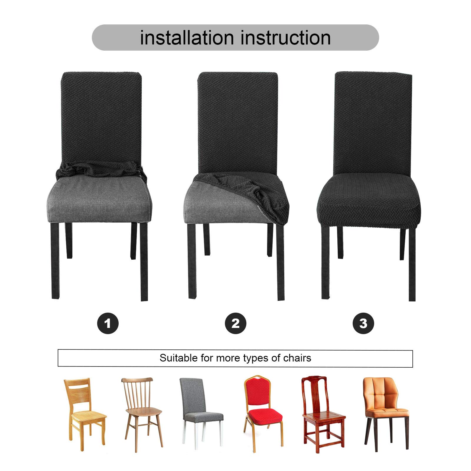 Genina Chair Covers for Dining Room Set of 4 Chair Covers Dining Chair Covers Stretch Kitchen Parsons Chair Covers,Khaki