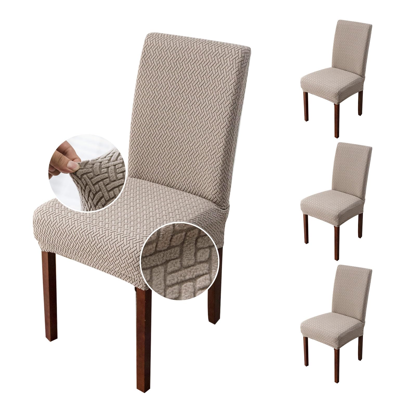 Genina Chair Covers for Dining Room Set of 4 Chair Covers Dining Chair Covers Stretch Kitchen Parsons Chair Covers,Khaki