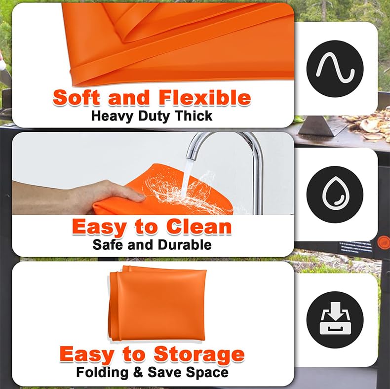 Silicone Griddle Mat For BlackStone 36 inch,Heavy Duty Food Grade Silicone Mat, Protective Top Covers from Rodents, Insects, Debris, and Rust (With 1 Grease Cup).Orange
