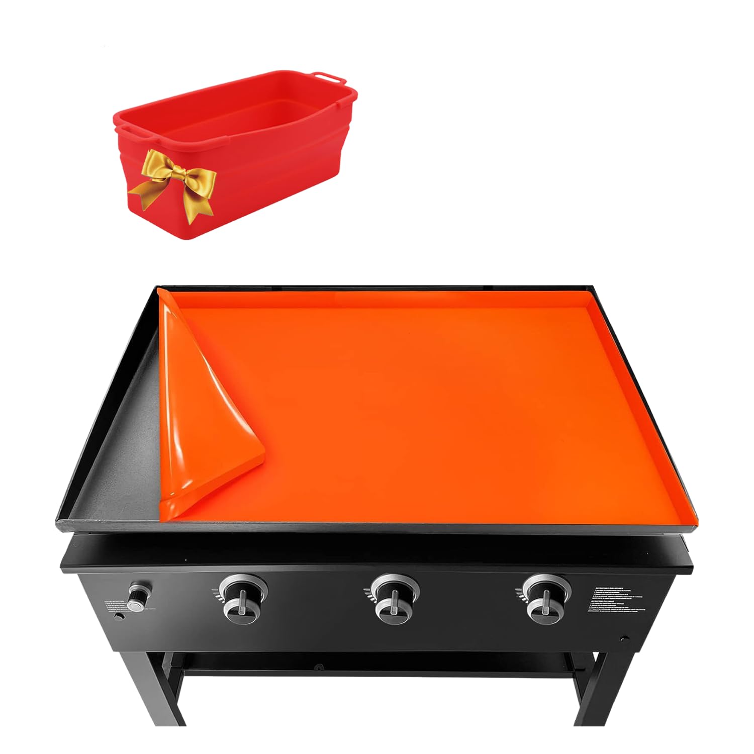 Silicone Griddle Mat For BlackStone 36 inch,Heavy Duty Food Grade Silicone Mat, Protective Top Covers from Rodents, Insects, Debris, and Rust (With 1 Grease Cup).Orange