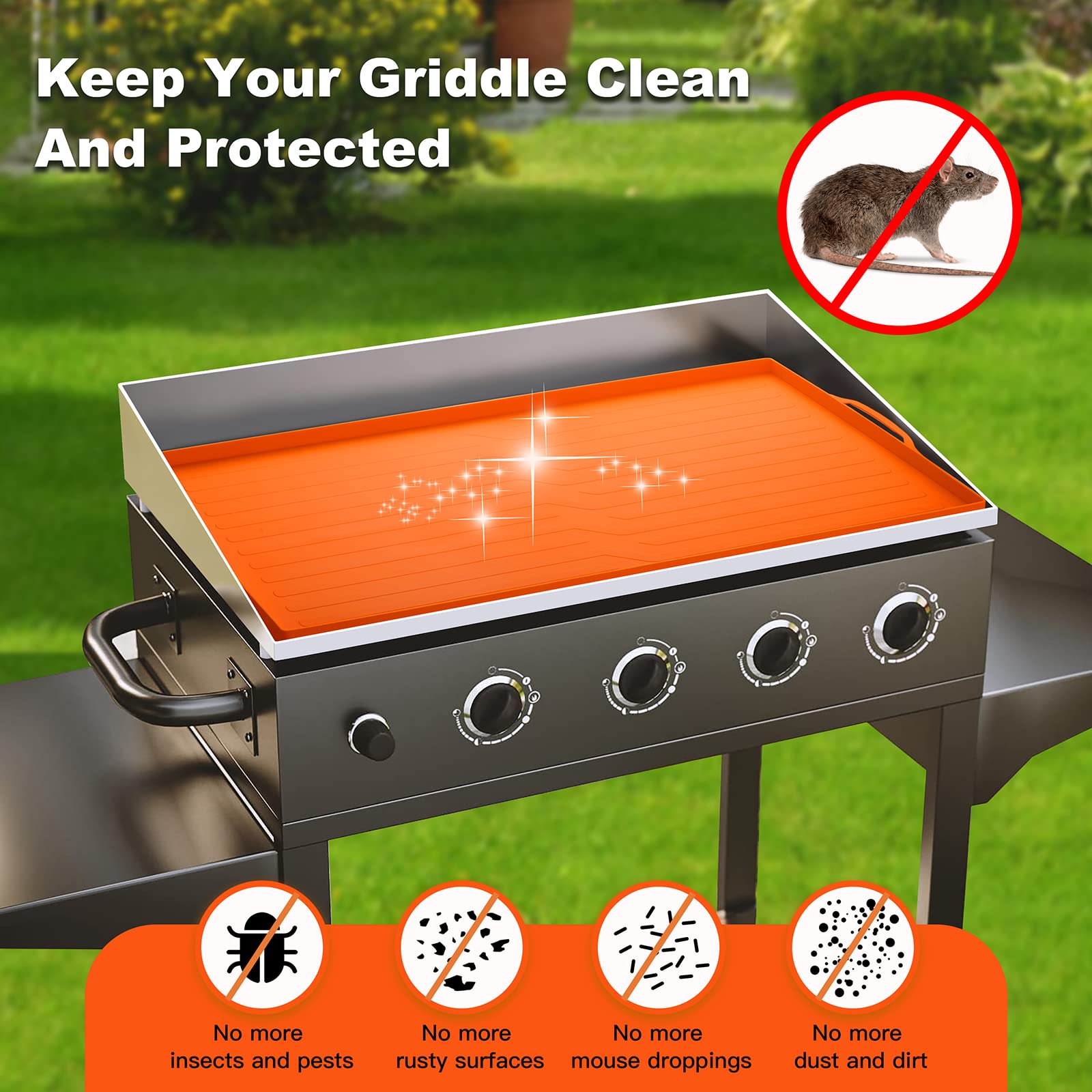 Griddle Mat Silicone Protective Cover, 28" Silicone Grill Cover Blackstone Accessories Protective Mat Cover for Blackstone 28 Inch Griddle - Heavy Duty Food Grade Silicone BBQ Grill 28" x 18"