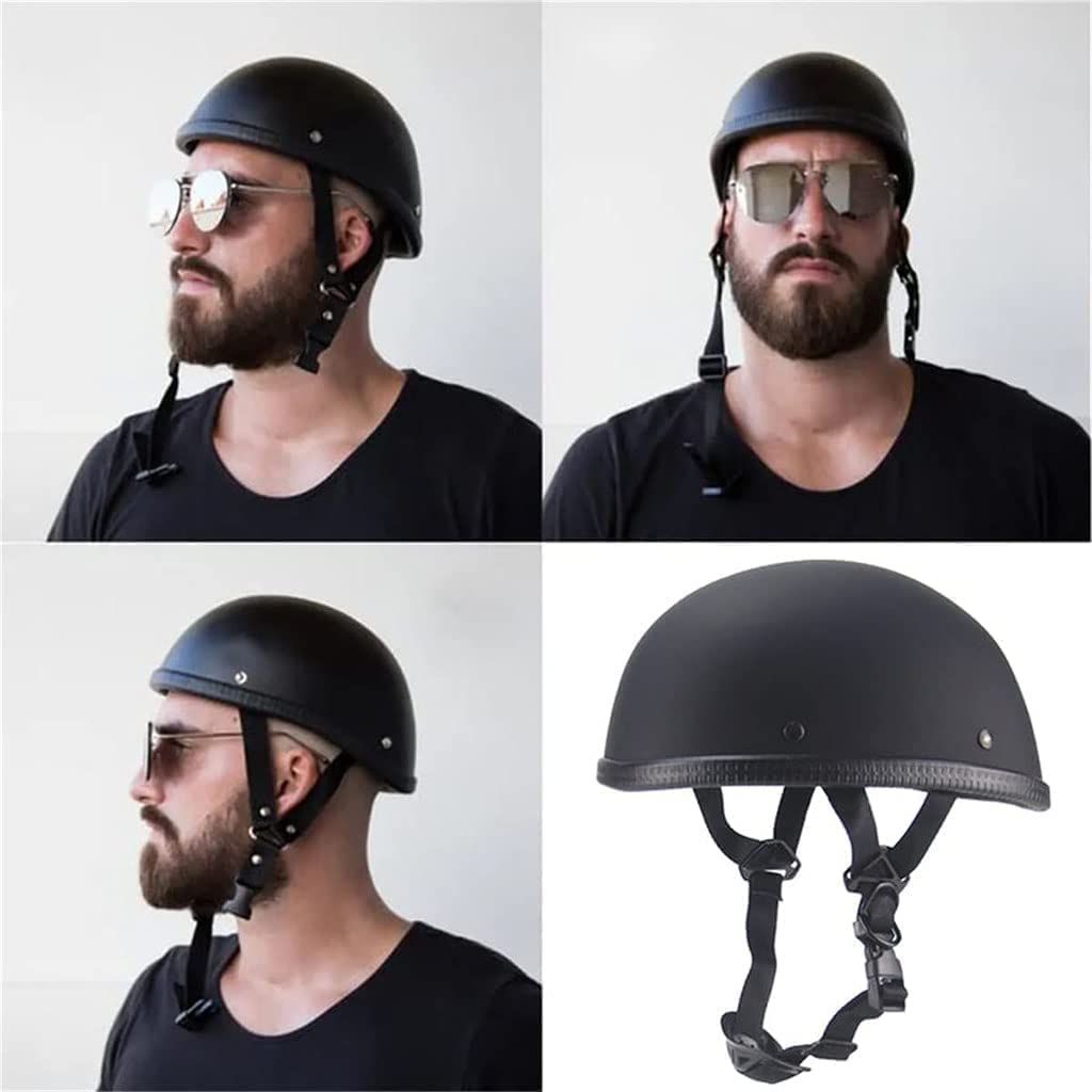 Motorcycle Half Helmet, DOT Approved Adult Men Women Retro Open Face Bike-Helmets, Bicycle/Skateboard Helmet for Adults, Bike, Skate, Scooter, Longboard Half Shell Helmet (Matte Black, Medium)
