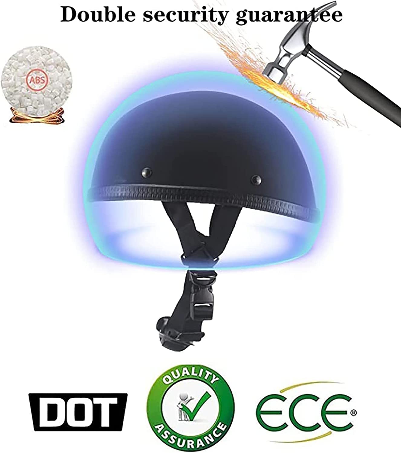Motorcycle Half Helmet, DOT Approved Adult Men Women Retro Open Face Bike-Helmets, Bicycle/Skateboard Helmet for Adults, Bike, Skate, Scooter, Longboard Half Shell Helmet (Matte Black, Medium)