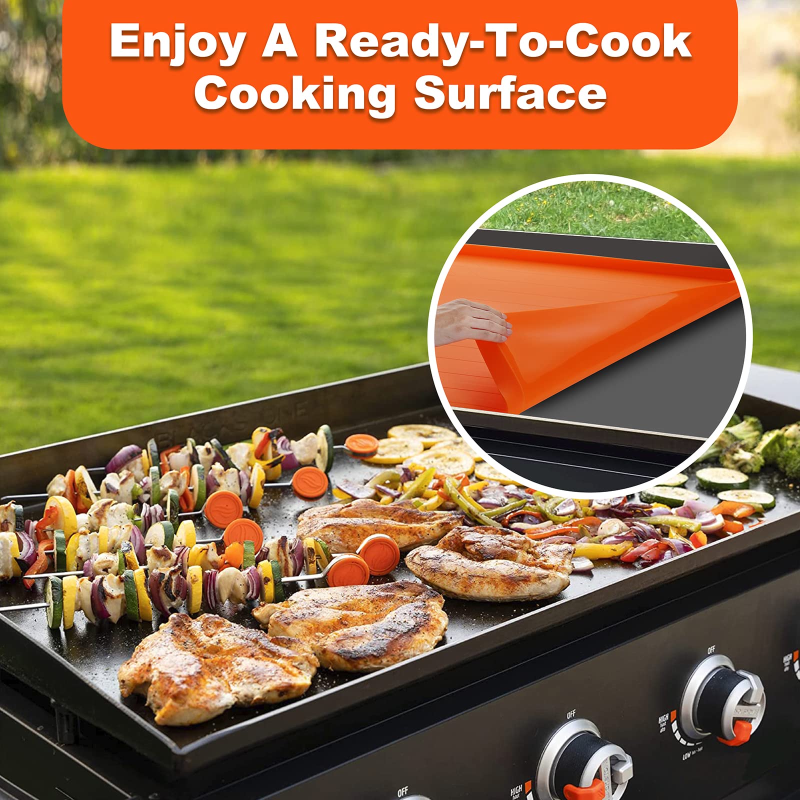 Griddle Mat Silicone Protective Cover, 28" Silicone Grill Cover Blackstone Accessories Protective Mat Cover for Blackstone 28 Inch Griddle - Heavy Duty Food Grade Silicone BBQ Grill 28" x 18"