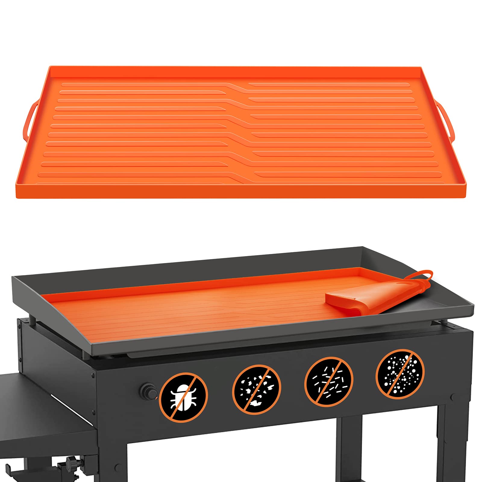Griddle Mat Silicone Protective Cover, 28" Silicone Grill Cover Blackstone Accessories Protective Mat Cover for Blackstone 28 Inch Griddle - Heavy Duty Food Grade Silicone BBQ Grill 28" x 18"