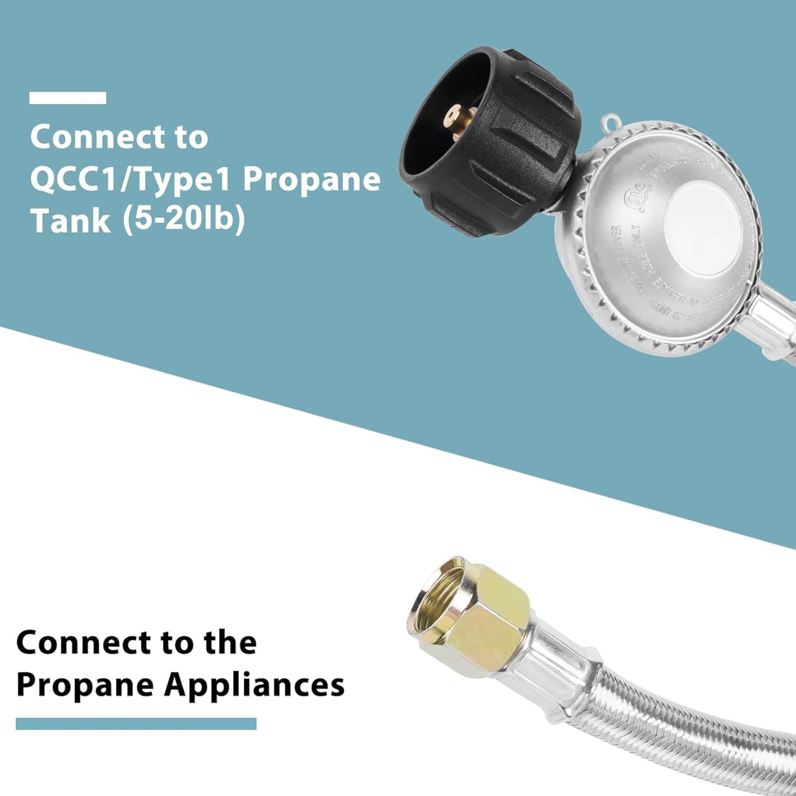 SHINESTAR 6 Feet Propane Regulator and Hose, Fit for Gas Grill, Blackstone 28"/36" Griddle, Propane Fit Pit and More, Low Pressure, 3/8" Female Flare