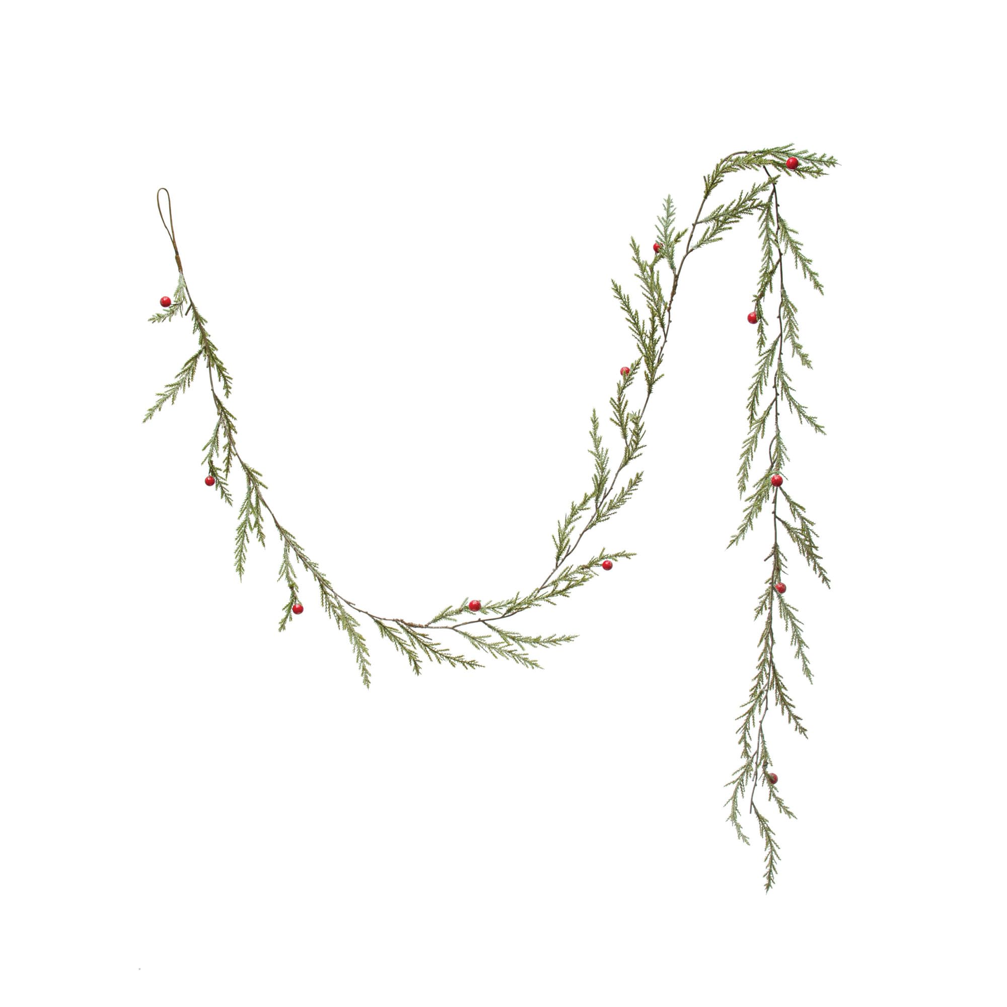 Creative Co-Op Faux Cedar Garland Berries, Green and Red