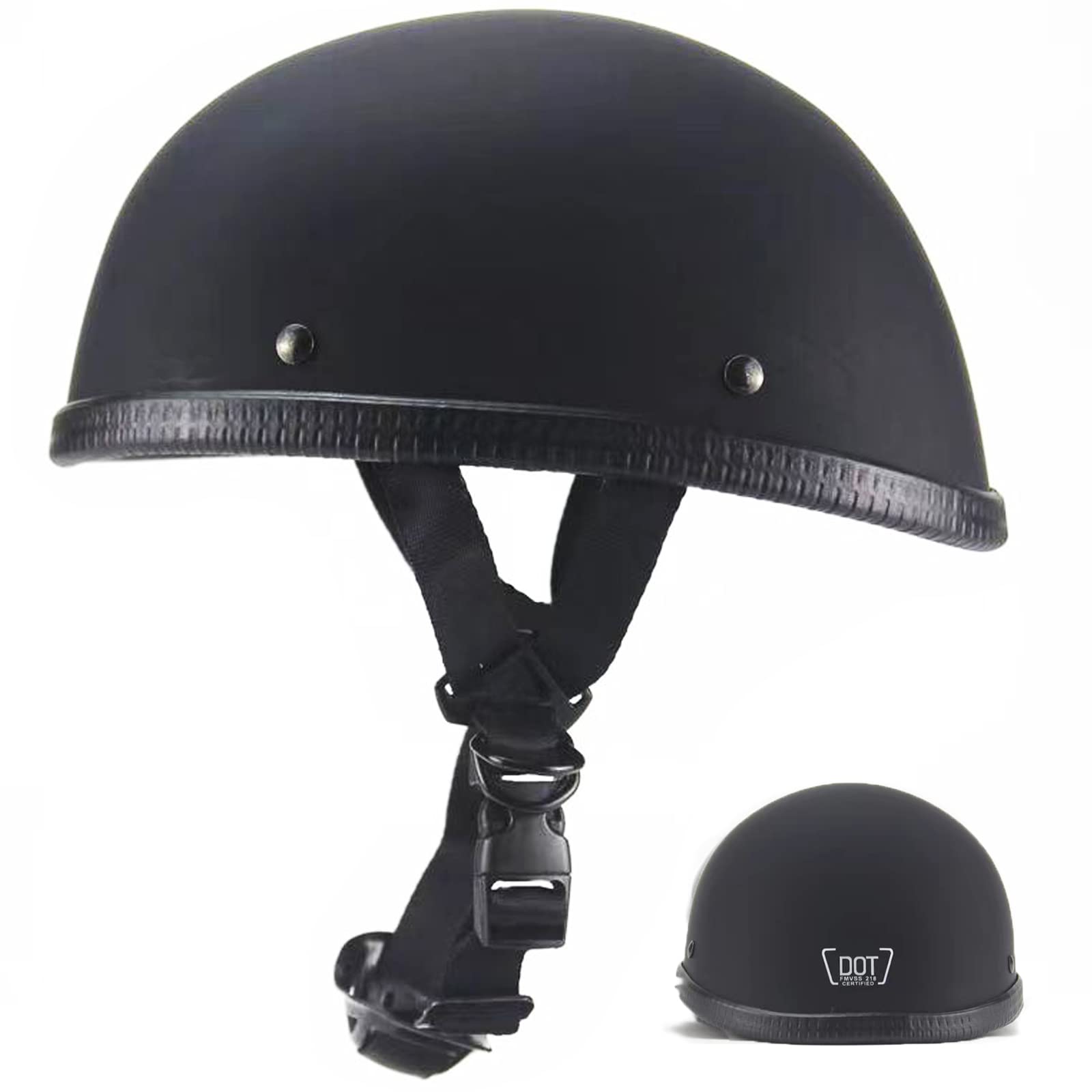 Motorcycle Half Helmet, DOT Approved Adult Men Women Retro Open Face Bike-Helmets, Bicycle/Skateboard Helmet for Adults, Bike, Skate, Scooter, Longboard Half Shell Helmet (Matte Black, Medium)