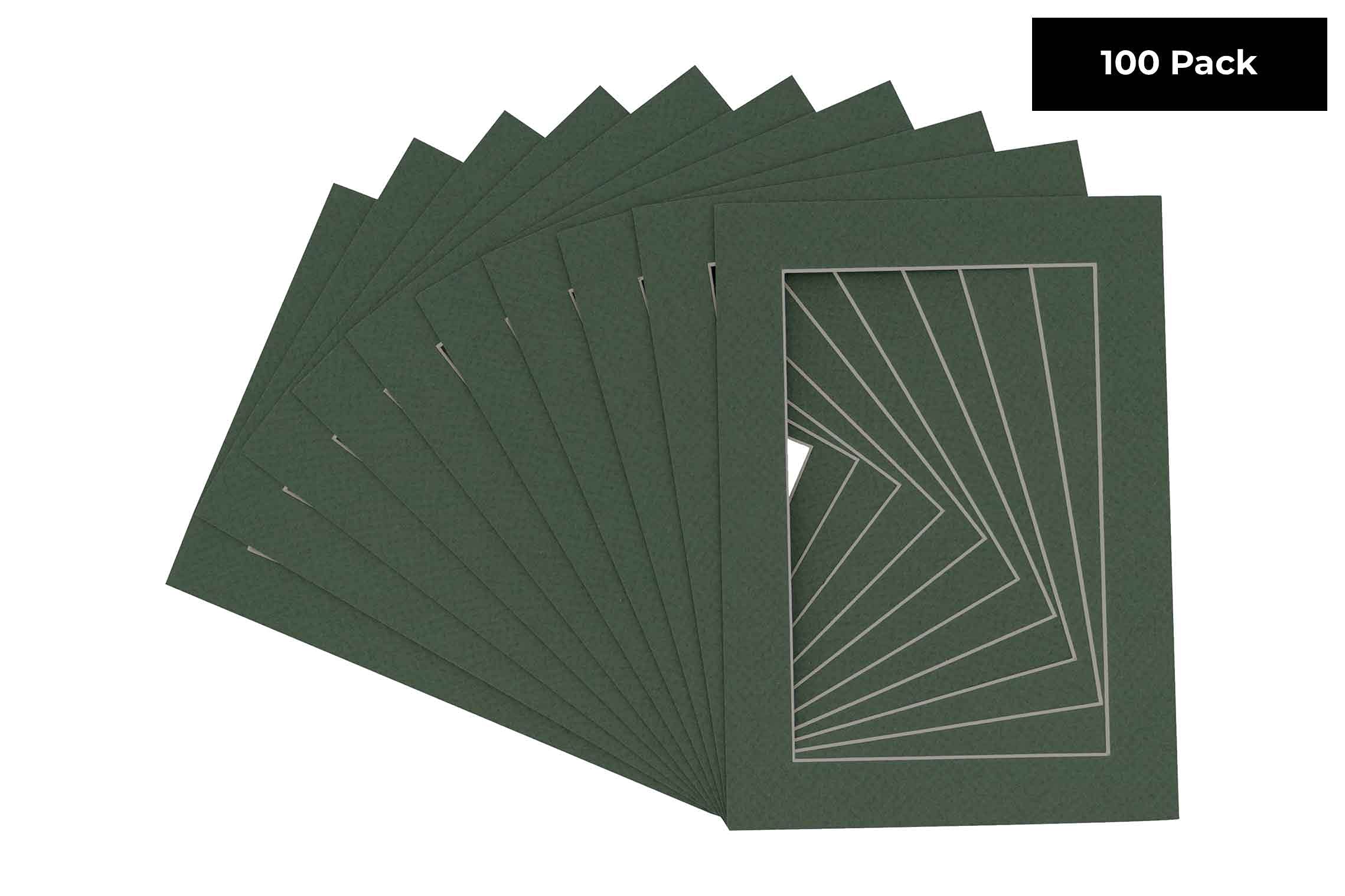 4x6 Mat for 5x7 Frame - Precut Mat Board Acid-Free Show Kit with Backing Board, and Clear Bags Hunter Green 4x6 Photo Matte Made to Fit a 5x7 Picture Frame Matboard for Framing, Pack of 100 Mats