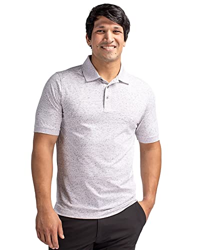 Cutter & Buck Men's Drytec Cotton+ Jersey 35+ UPF Advantage Space Dye Polo Shirt, Elemental Grey, 2X Big