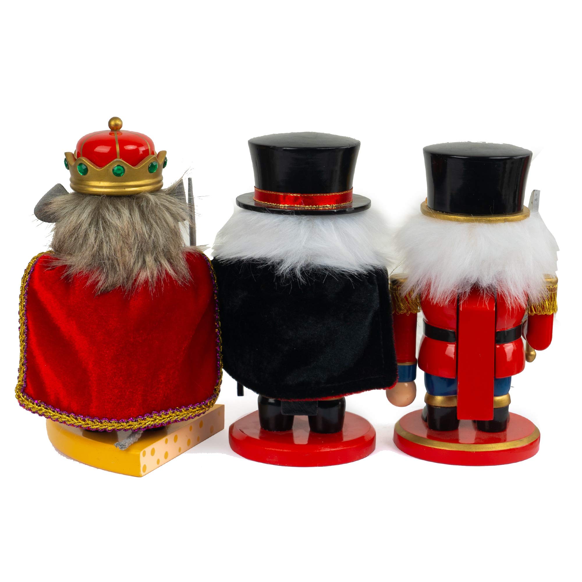 FUNPENY 3 Set Christmas Nutcrackers Figures, 7 Inch Handmade Wooden Mouse King Soldier and Pirate Traditional Nutcracker Decorations for Fall Festive Christmas Desktop Collectible Decor