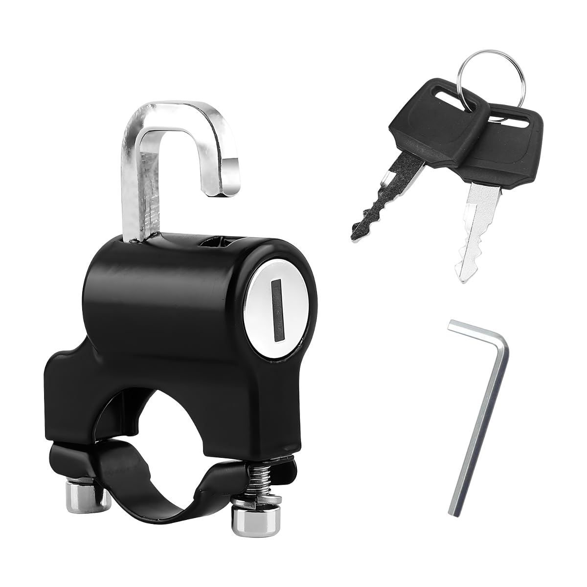 BELOMI Motorcycle Helmet Lock Anti-Theft, Universal Tamper-Proof Helmet Security Lock with 2 Keys & Wrench, Aluminum Alloy Safety Lock for Motorbike Scooter Street Bike, Handlebar Mount 22mm 7/8"