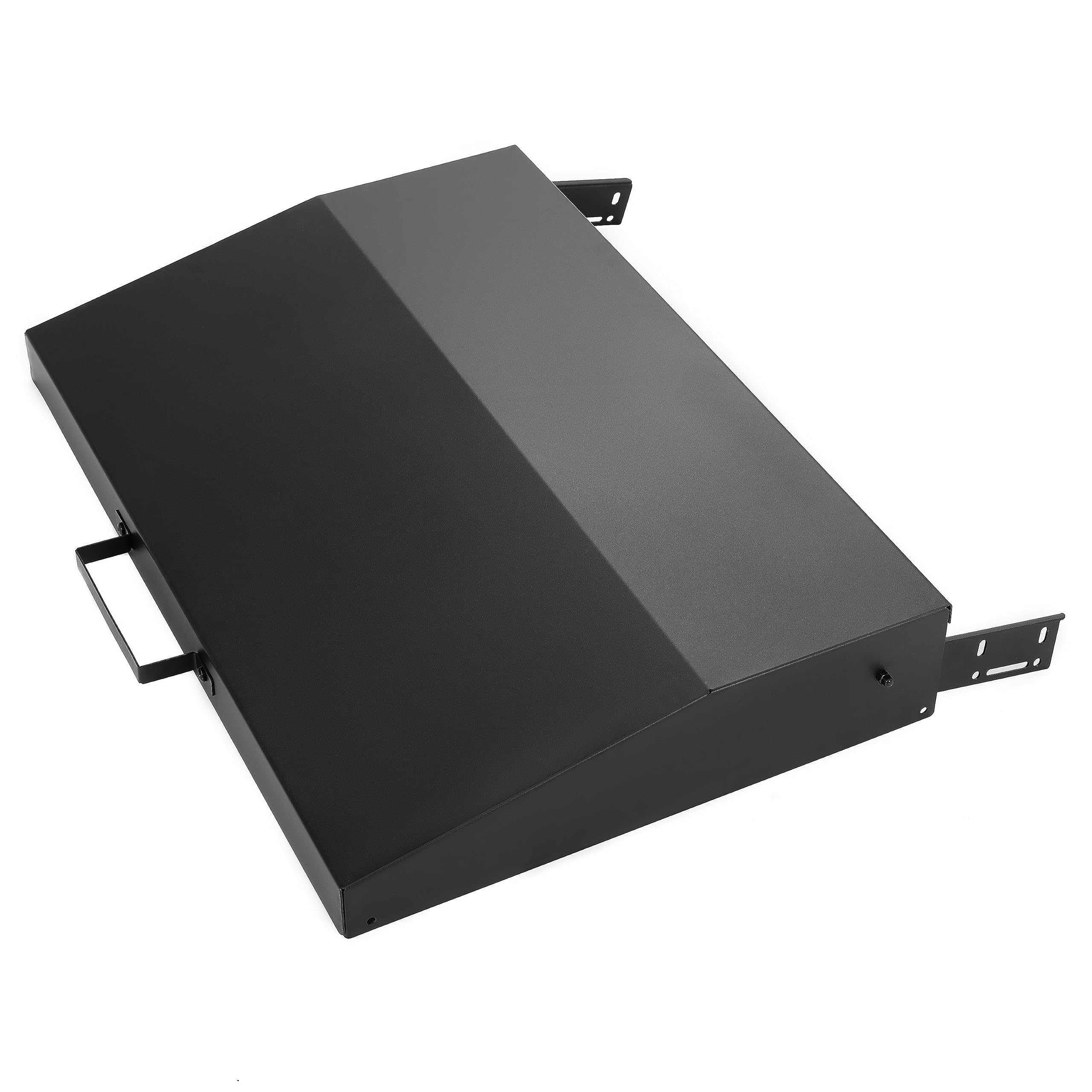KUAFU Hinged Lid Griddle Cover - Compatible with 28 inch Blackstone Griddle - Black Powder Coated Steel Lid with Grease Collection
