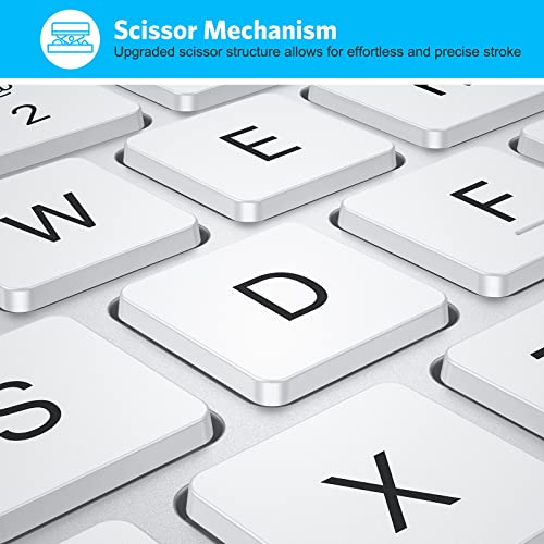 Emetok Bluetooth Keyboard for Mac [7-Colors Backlit, Aluminum Base], Ultra Slim Rechargeable Bluetooth 5.1 Keyboard [Upgraded Scissor Keys] for MacBook Air/Pro, iMac, iMac Pro, Mac Mini/Pro, Silver