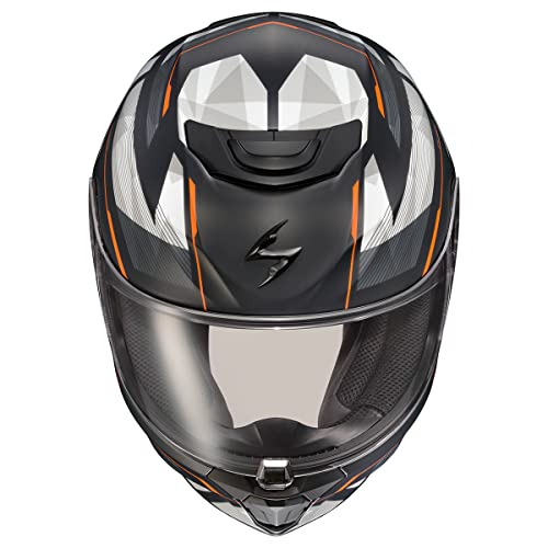 ScorpionEXO R420 Engage Full Face Polycarbonate Intergrated Bluetooth Speaker Pockets DOT Approved Unisex Adult Motorcycle Helmet (Orange - Large)