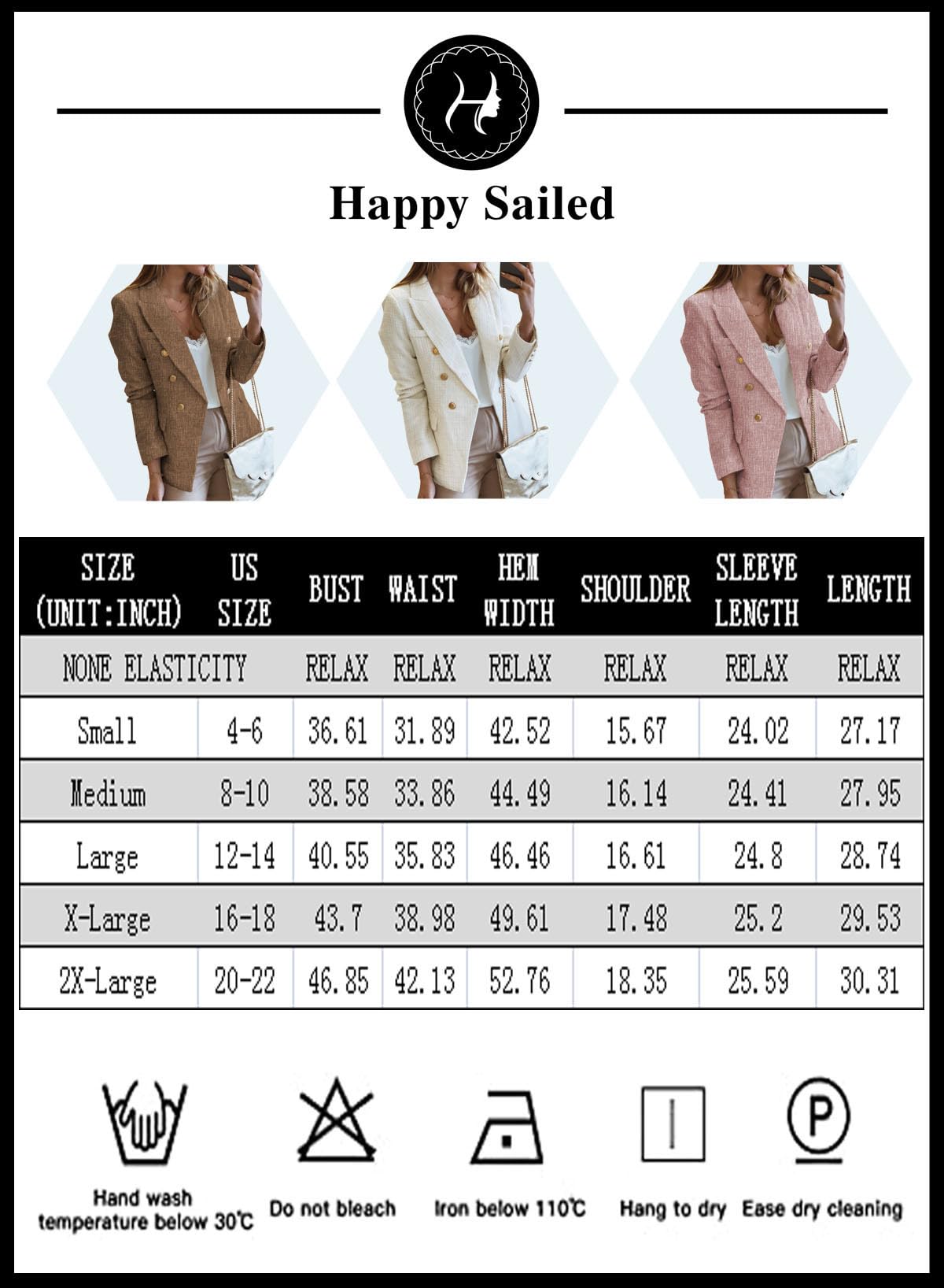 Happy Sailed Dressy Blazers for Women 2025 Classic Fall Long Sleeve Double Breasted Tweed Blazer Jackets Casual Lapel Collar Open Front Business Outfits Work Suits Professional Black Small