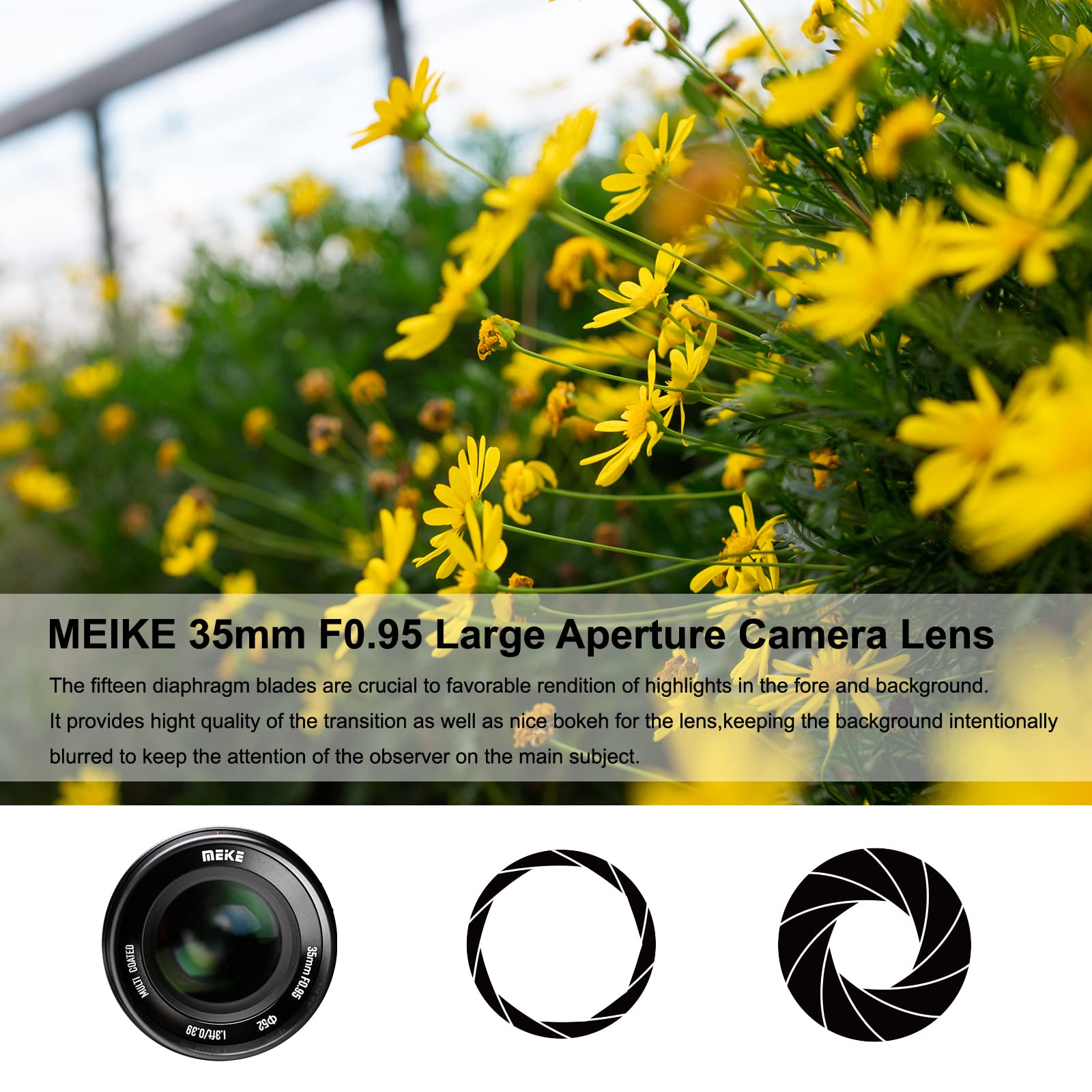 Meike 35mm f0.95 RF-Mount Fixed Manual Focus Lenses Large Aperture APS-C Lens Compatible with Canon EOS-R EOS-RP R5 R5C R6 R7 R10 Mirrorless Camera