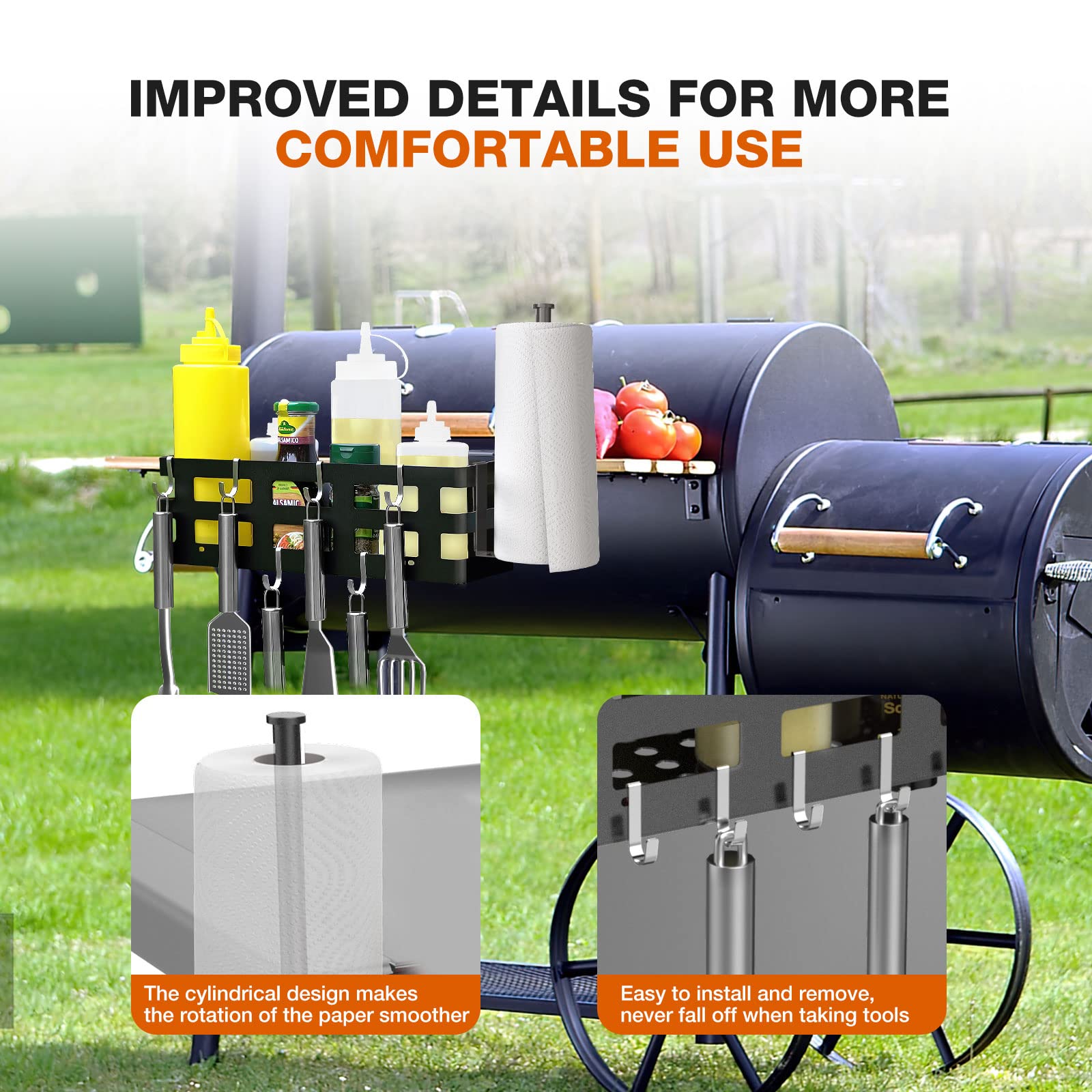 MeWeBlue Griddle Caddy for Blackstone Griddle Accessories Storage, Space Saving Grill Accessories Holder, BBQ Accessories Organizer for Blackstone 28”/36” Griddle, BBQ Caddy with a Paper Towel Holder