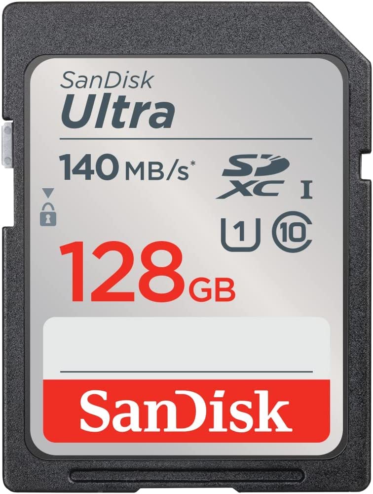 SanDisk 128GB Ultra SD Memory Card Works with Sony EOS R100 and Fujifilm X-S20 Mirrorless Cameras (SDSDUNB-128G-GN6IN) U1 C10 Bundle with (1) Everything But Stromboli 3.0 Micro & SDXC Card Reader