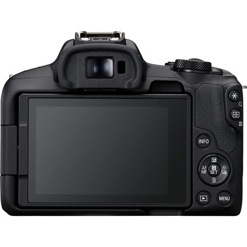 Canon EOS R50 Camera with Canon RF-S 18-45mm Lens + Commander Starter Kit + Lens Filters + CASE + 64GB Memory Card+Extra Battery (18PC Bundle)(Black) (Renewed)