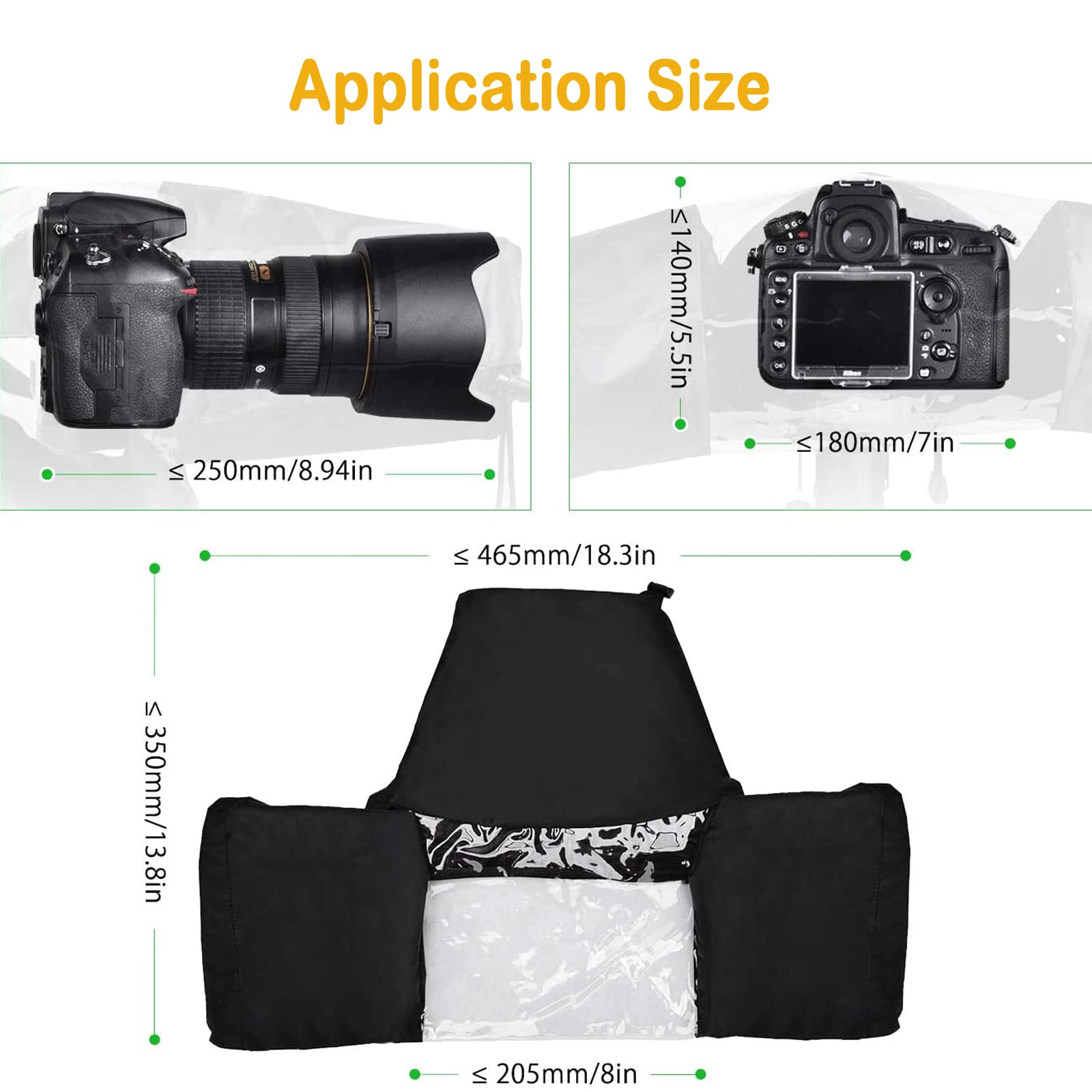 Professional Camera Rain Cover, Rain-Waterproof Camera Protector Cover for Canon Nikon Sony DSLR Mirrorless Cameras, 18.3×13.8inch