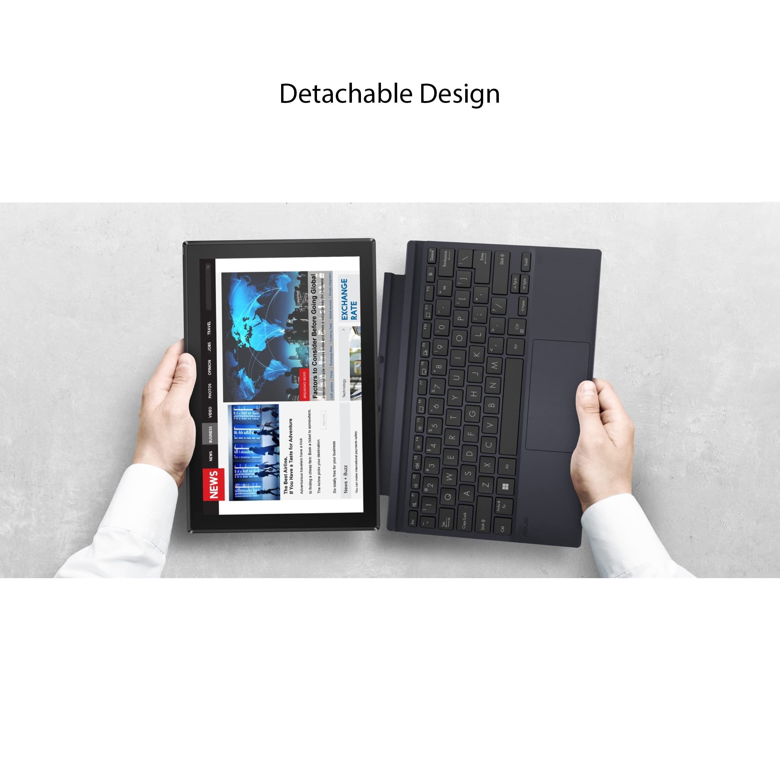 ASUS ExpertBook B3 Detachable -Laptop, 10.5β WUXGA 16:10 Touchscreen,Qualcomm Snapdragon 7c Gen 2, 4GB -RAM, 128GB eMMC, All-Day -Battery, Garaged -Stylus,Stand Cover,Windows 11 Pro,B3000DQ1A-XS24T