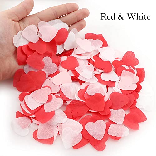 1 inch Red Tissue Paaper Heart Confetti 4000 Pieces Biodegradable Confetti Paper for Wedding Party Balloon or Table Decor