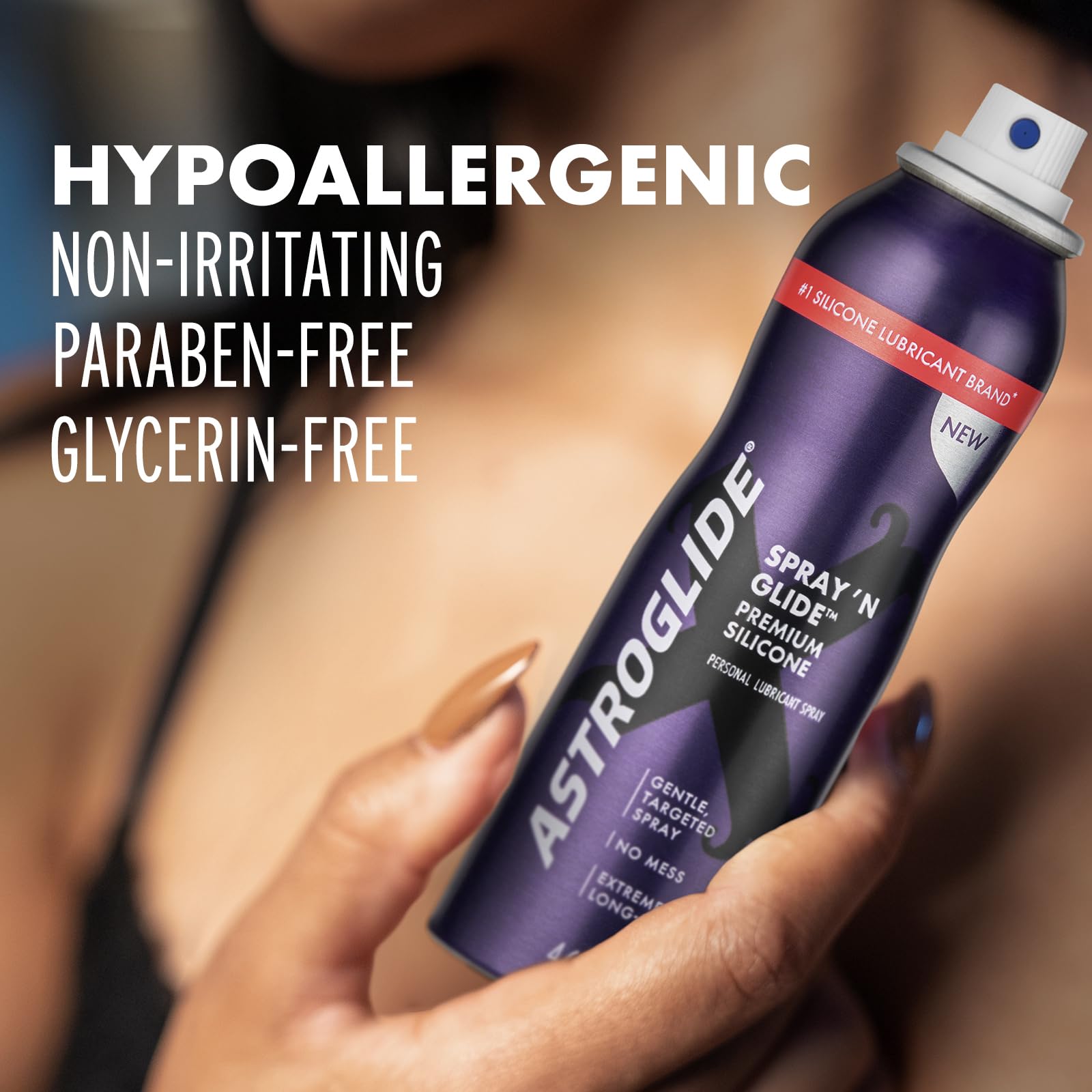 Astroglide Silicone Spray Lube (4.6oz), X Spray 'n Glide Personal Lubricant, Sex Lube, Less Mess & Silky Smooth, Waterproof for Water Play