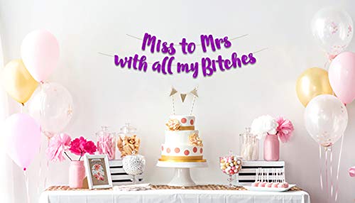 Miss to Mrs Classy & Sassy Bachelorette Purple Glitter Banner - Bachelorette Party Decorations, Favors and Supplies