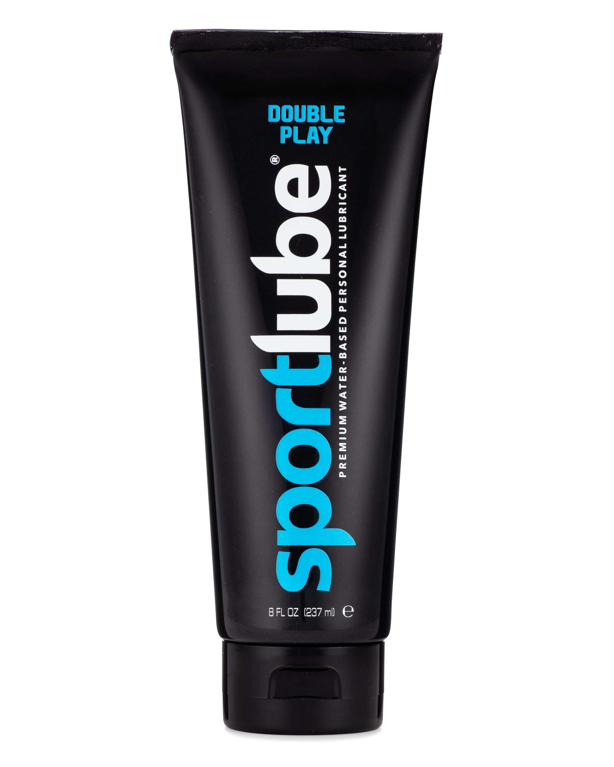 Sportlube Double Play Premium Water-Based Personal Lubricant 8oz Tube - Intimate Sex Lube for Men, Women, & Couples - Natural Feel, Silky Smooth, Non-Staining