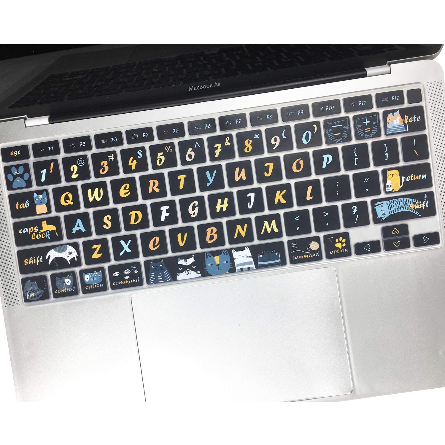 SANFORIN Keyboard Cover Protector for 2020 Apple MacBook Air 13.3 inch (Model: A2179, A2337 M1 Chip, US Layout) with Touch ID, Silicone Skin Keyboard Protector with Floral Design, Cat