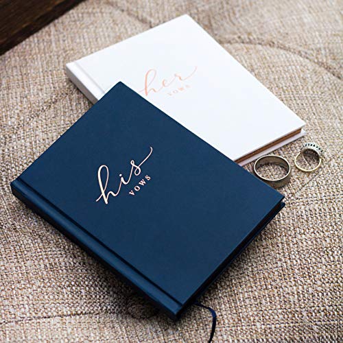 J&A Homes Vow Books His and Hers Hardcover - Wedding Day Officiant Book with Gold Foil - Rustic Wedding Book Journal - Rustic Wedding Decorations, Journal Book 5.5" x 3.9" White Navy (40 Pages)