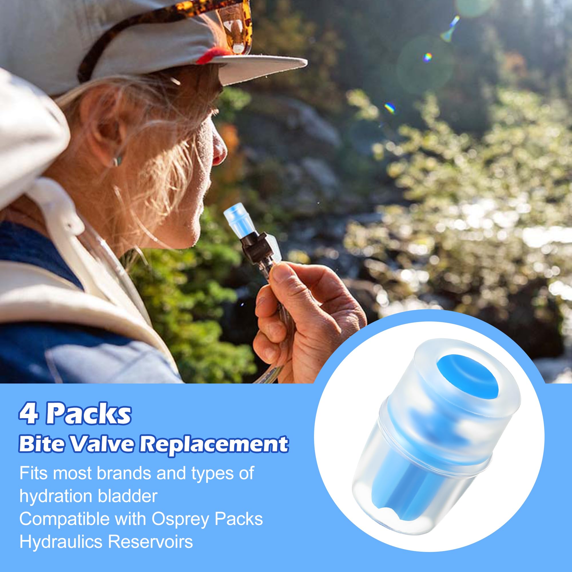 Enhon 4 Packs Bite Valve Replacement Sheath for Water Bladder, Compatible with Osprey Packs Hydraulics Reservoirs, Hydration Pack Bite Valve Silicone Nozzle Mouthpiece Replacement
