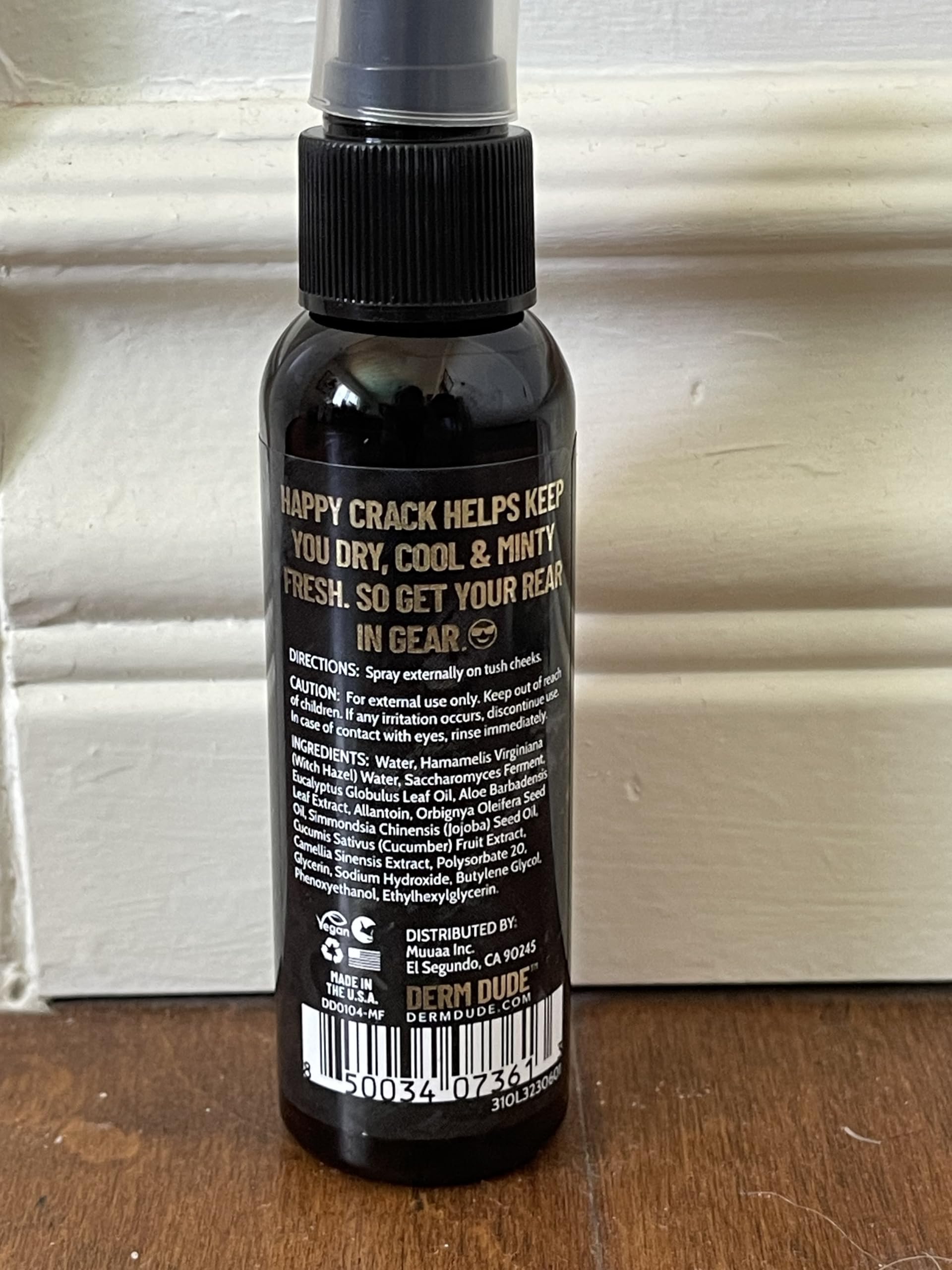 Derm Dude Happy Crack Refresh & Cool Butt Spray | With Soothing Witch Hazel | Formulated With All-Natural DeoPlex for Odor Control | Deodorant & Odor Eliminator Spray - Minty Fresh Scent, 2oz (1 pack)
