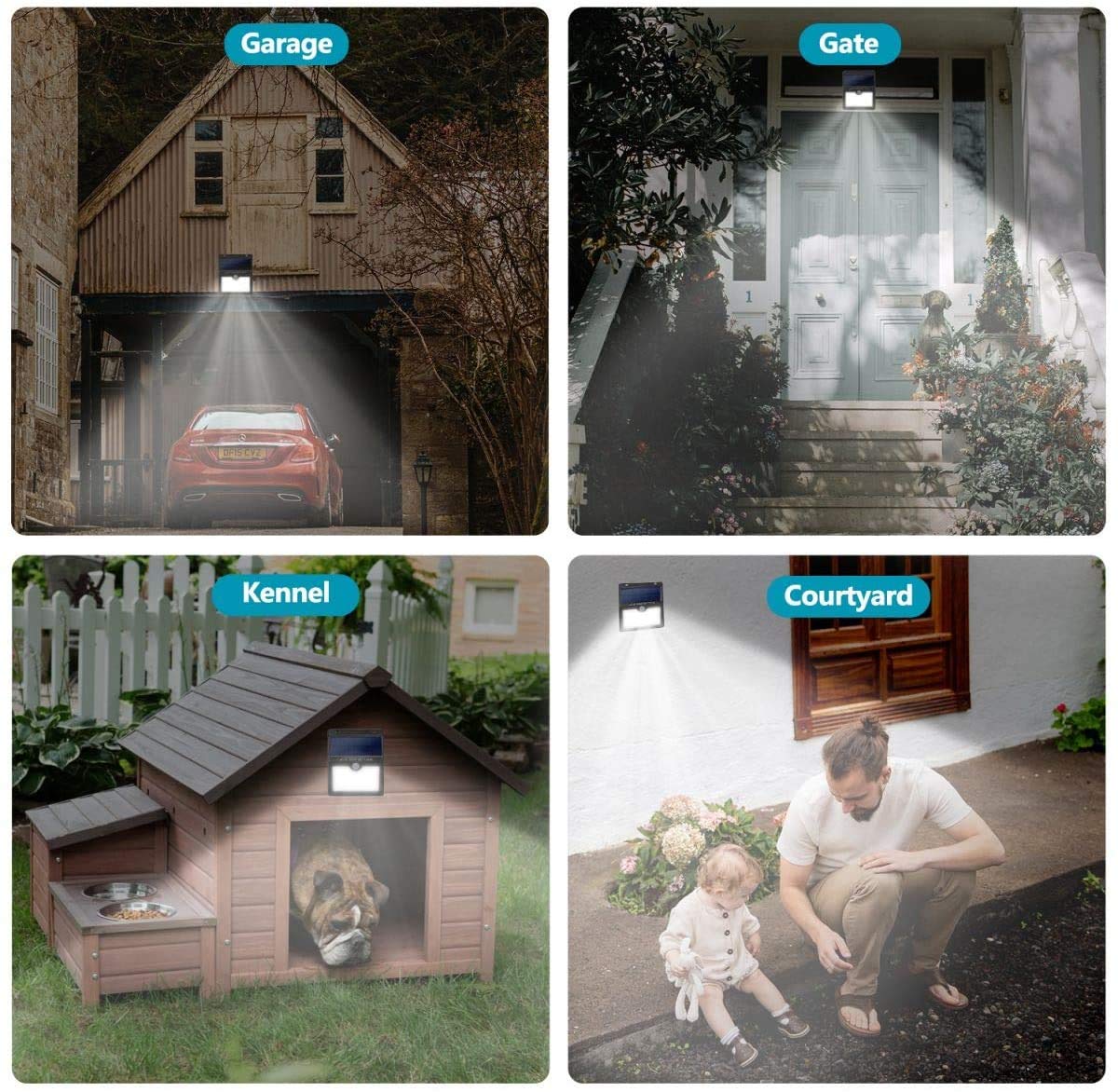 Daffodil Solar Lights Outdoor LEC800B - 46 LED Solar Motion Sensor Security Lights with 270 ° Wide Angle/3 Lighting Modes/IP65 Waterproof/for Garden Fence Patio Garage Front Door Yard Deck