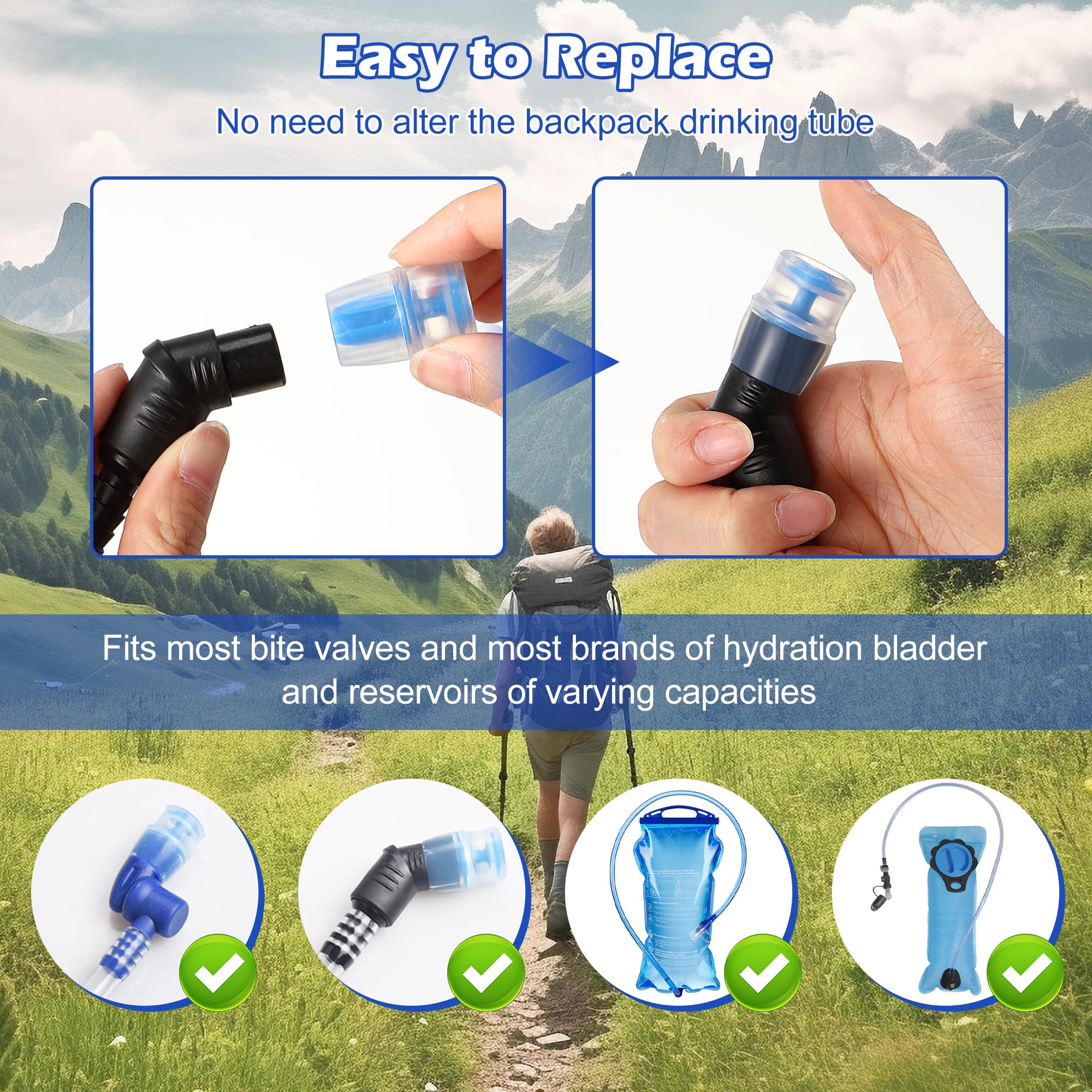 Enhon 4 Packs Bite Valve Replacement Sheath for Water Bladder, Compatible with Osprey Packs Hydraulics Reservoirs, Hydration Pack Bite Valve Silicone Nozzle Mouthpiece Replacement