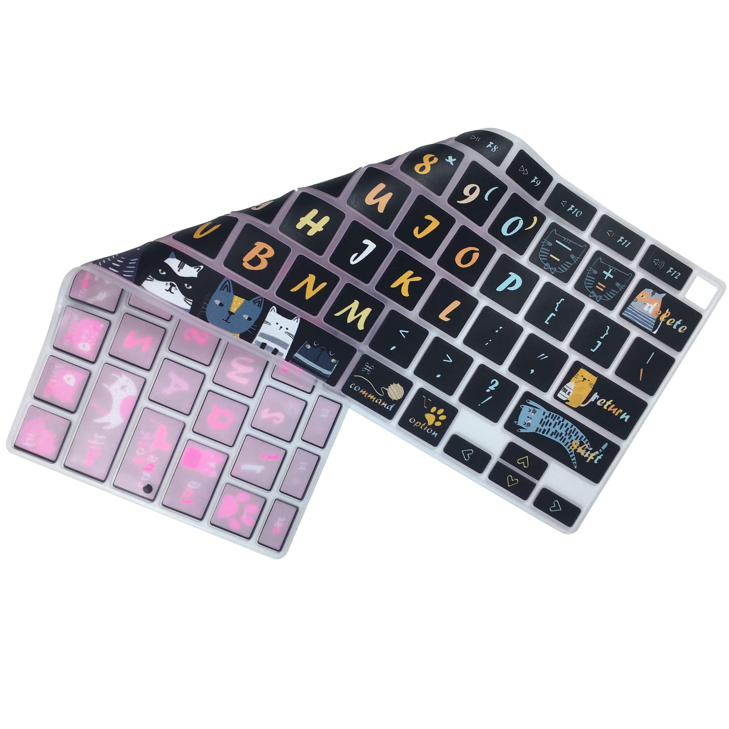 SANFORIN Keyboard Cover Protector for 2020 Apple MacBook Air 13.3 inch (Model: A2179, A2337 M1 Chip, US Layout) with Touch ID, Silicone Skin Keyboard Protector with Floral Design, Cat