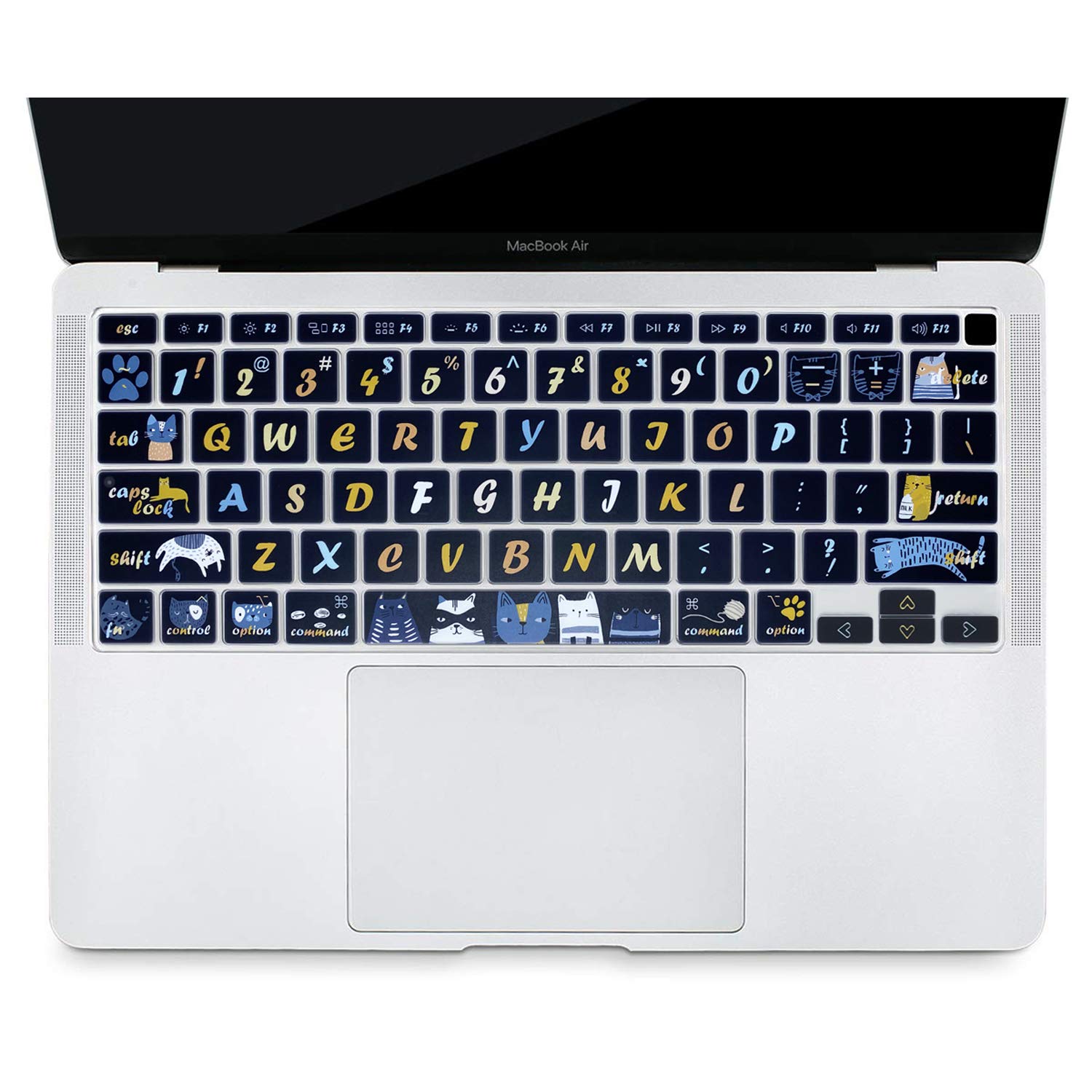 SANFORIN Keyboard Cover Protector for 2020 Apple MacBook Air 13.3 inch (Model: A2179, A2337 M1 Chip, US Layout) with Touch ID, Silicone Skin Keyboard Protector with Floral Design, Cat