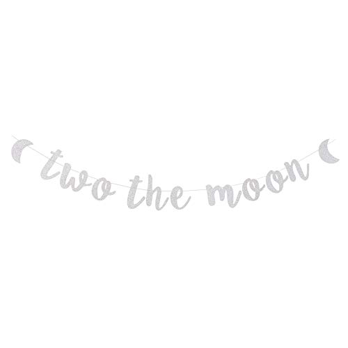 Glitter Silver Two the Moon Banner Kid¡®s Second Birthday Party Bunting Garland