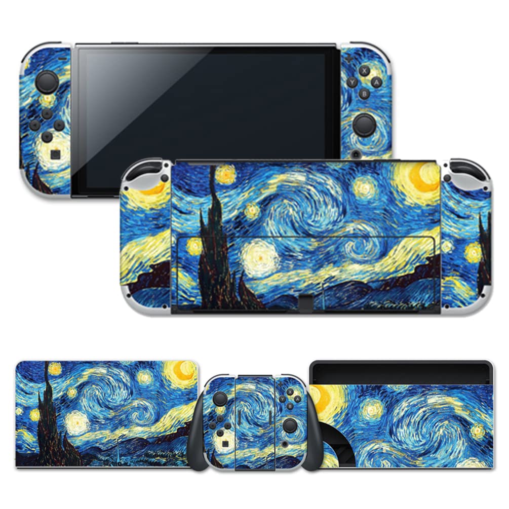 GilGames Stickers Decals Cover for Nintendo Switch, Skin Protector Durable Full Set Wrap Protection Faceplate Console Dock