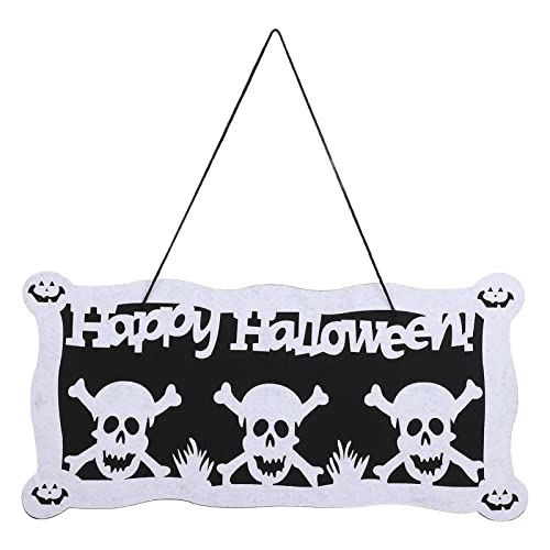 Halloween Banner, Halloween Door Banner Halloween Sign Clear Printing Decorative Rectangular Happy Halloween Banner for Bedroom Coffee Bar Garden halloween decorations(skull)