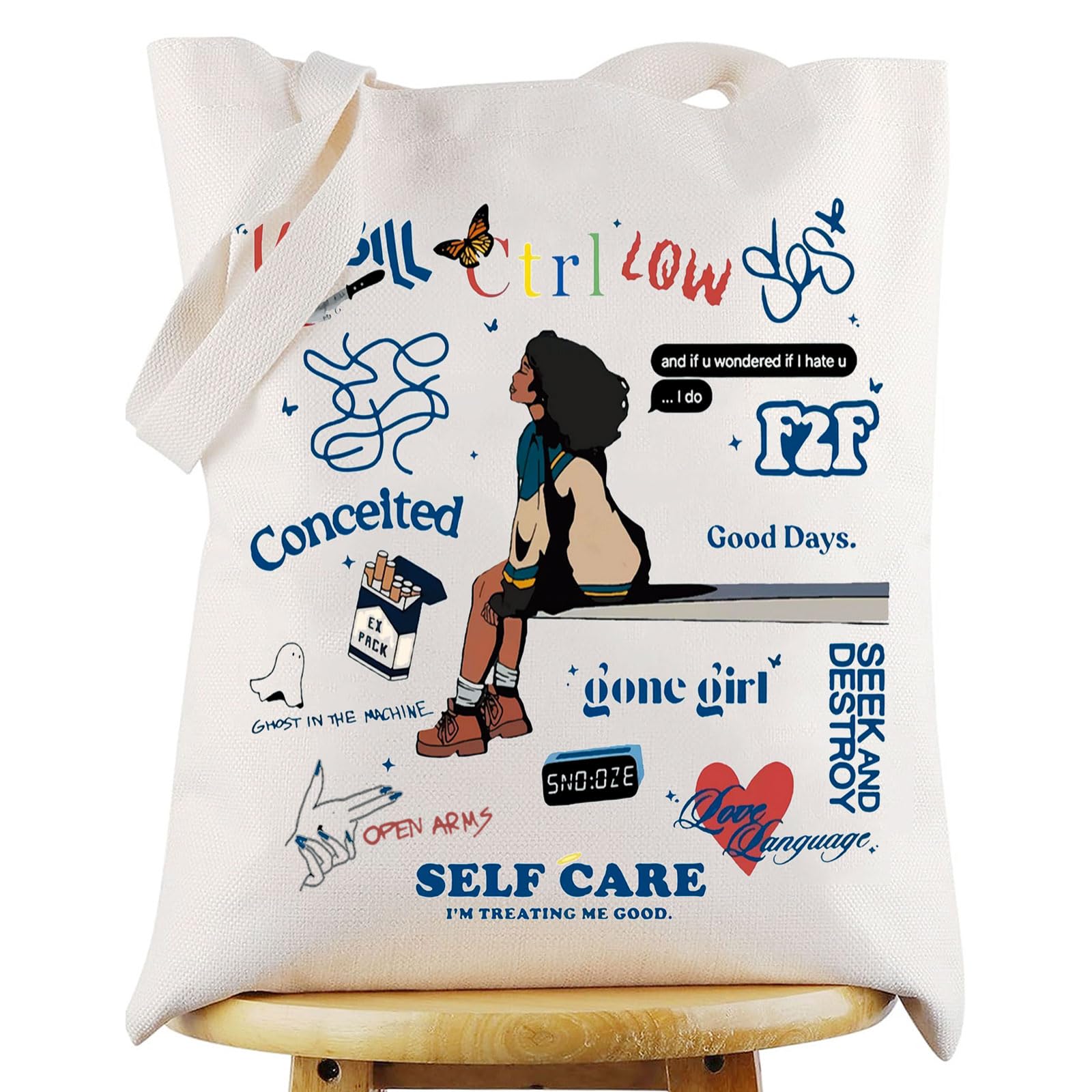WZMPA Singer Album Tote Bag Singer Concert Gift Singer Lyric Fans Reusable Grocery Bags Singer Merchandise (Kill B Tote)