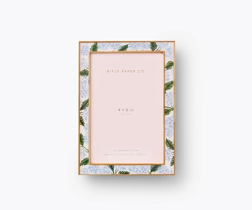 RIFLE PAPER CO. Hydrangea 4x6 Picture Frame For Special Photos With Friends And Family, Stylized Pattern Single Photo Frame For Desks, Cabinets, And Nightstands