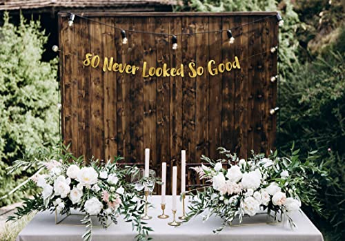 80 Never Looked So Good Gold Glitter Banner - 80th Birthday Party Decorations