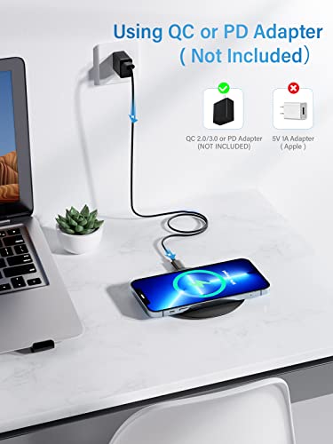 Slim Wireless Charger 2 Pack, 15W Fast Qi Wireless Charging Pad, Compatible with iPhone 14/13/12 Pro Max/XR/XS/8 Plus, Samsung Galaxy S21/S20/S9/Note 20/10, Google Pixel 6/5/4XL (No Adapter)
