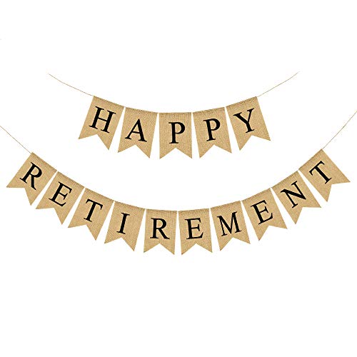 Jute Burlap Happy Retirement Banner Retirement Party Bunting Garland Decoration Supply