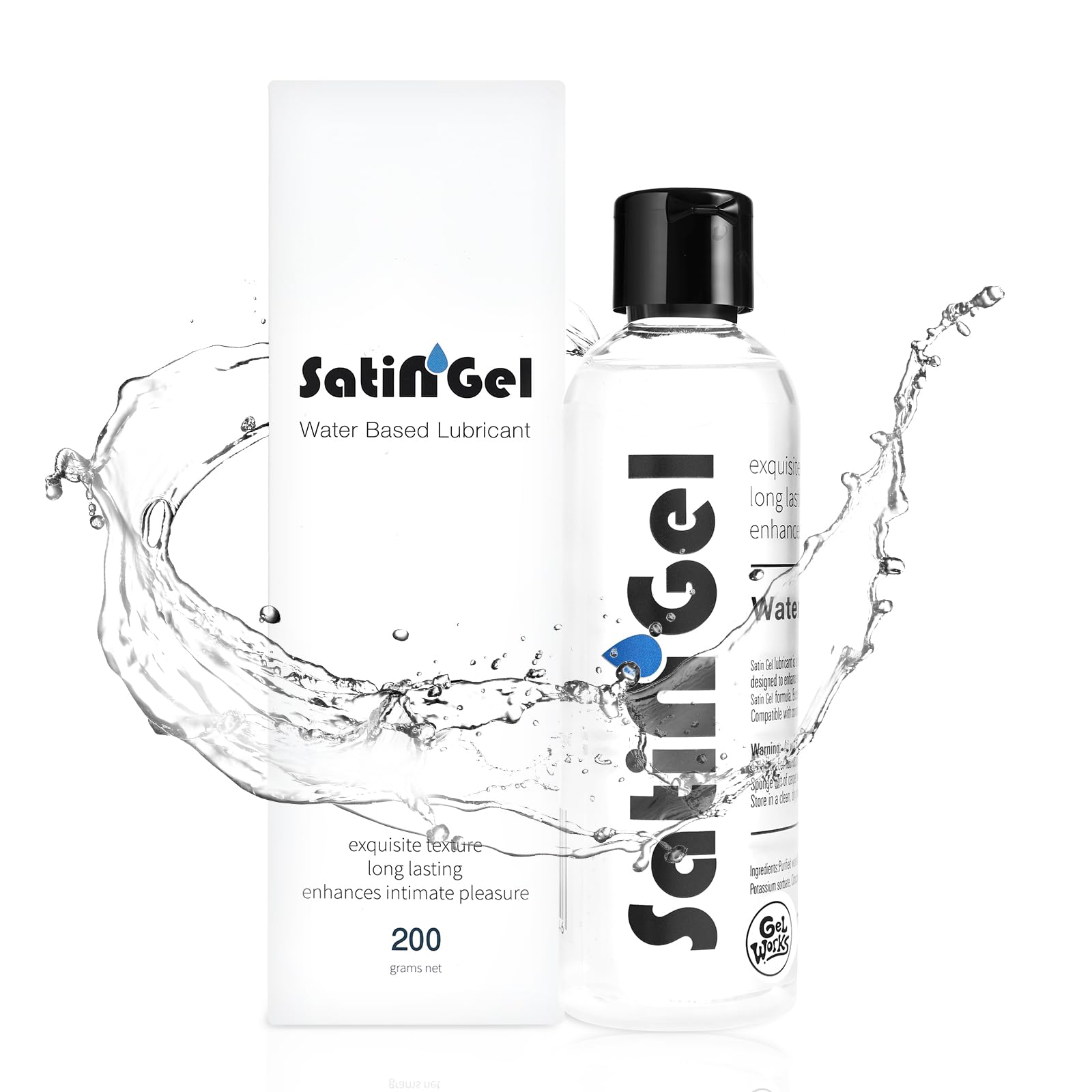 SATIN GEL Water-Based Personal Lube, Sex Lubricant, Lube for Men, Women and Couples, Natural Plant-derived Lubricant, Toy & Condom Compatible 1 Pack