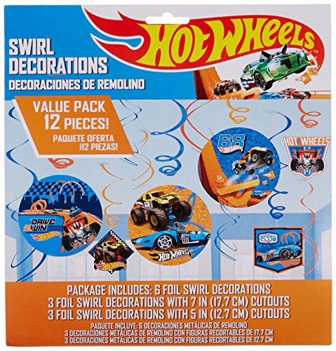Hot Wheels Wild Racer Hanging Swirl Decorations - Assorted Designs, 12 Pcs