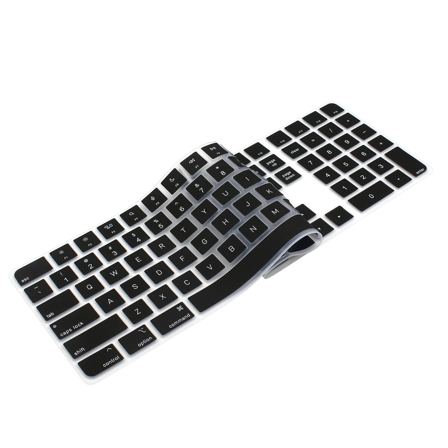 ProElife Ultra Thin Silicone Keyboard Cover Skin for 2023-2021 Magic Keyboard with Touch ID and Numeric Keypad Model-A2520 U.S Enter Protector (3 Keys ON The Left of The Space BAR) (Black)